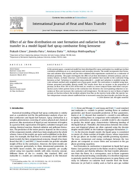 Effect Of Air Flow Distribution On Soot Formation And Radiative Heat