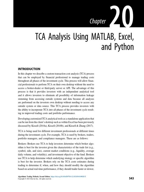 chapter 20 tca analysis using matlab excel a 2021 algorithmic trading