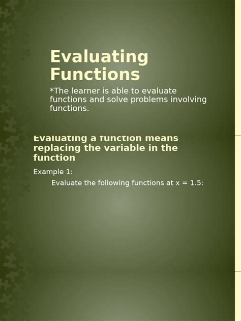 Evaluating Functions Pdf