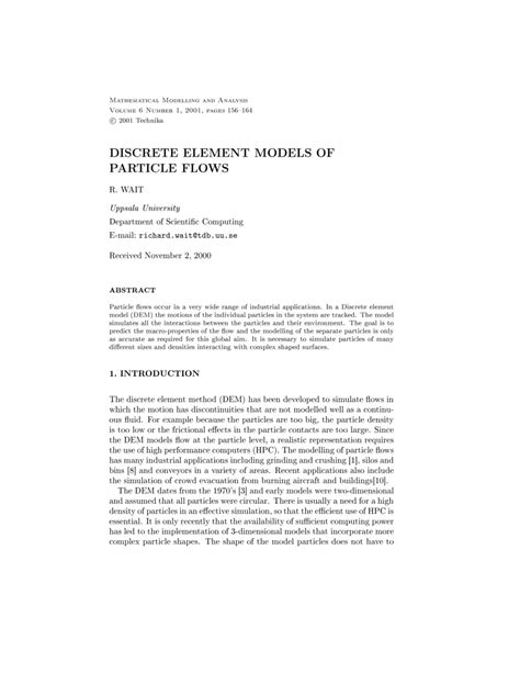 pdf discrete element models of particle flows