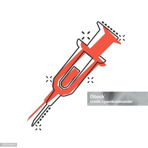 만화 스타일의 주사기 아이콘입니다 흰색 고립 된 배경에 바늘 만화 벡터 그림을 주입합니다 약물 투여 스플래시 효과 비즈니스 개념 0명에 대한 스톡 벡터 아트 및 기타 이미지