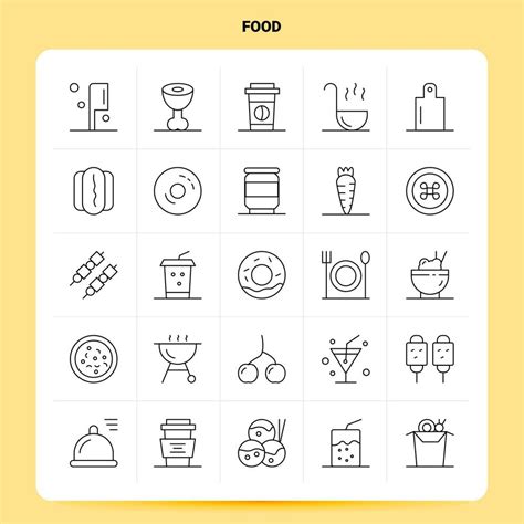 Outline 25 Food Icon Set Vector Line Style Design Black Icons Set Linear Pictogram Pack Web And