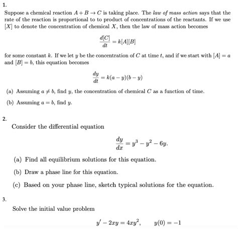 Solved 1 Suppose A Chemical Reaction A B C Is Taking Place Chegg Com