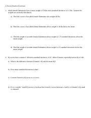 Z Scores Practice Questions Docx Z Scores Practice Exercises Adult Female Dalmatians