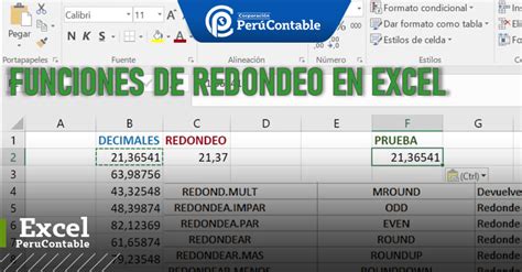FUNCIONES DE REDONDEO EN EXCEL Excel Contable