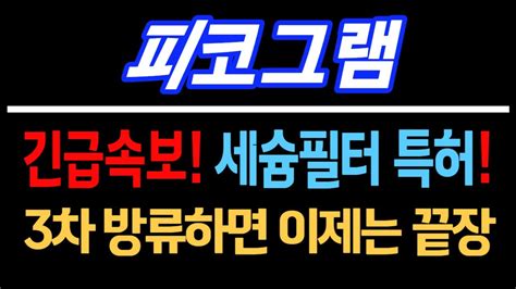 피코그램 긴급속보 세슘필터 특허 3차 방류하면 이제 끝난다 피코그램주가 피코그램주가전망 피코그램전망 피코그램