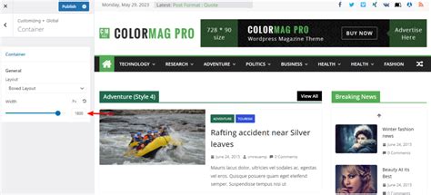 Manage Container Area Layout And Width Colormag Documentation