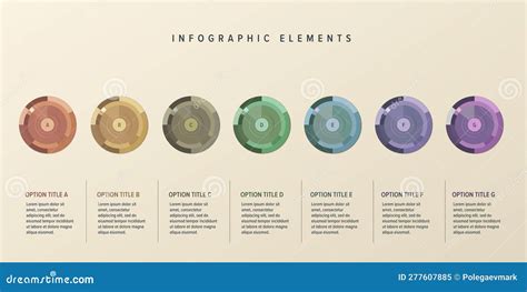 Business Process Chart Infographics With 7 Step Circles Round Workflow Graphic Elements