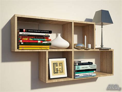 Красива стенна етажерка с бял гръб Друга мебел Мебели за дома и офиса