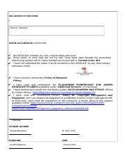 DECLARATION FORM IN WORD Docx DECLARATION OF OWN WORK I Boipelo Makaleng NAME And SURNAME