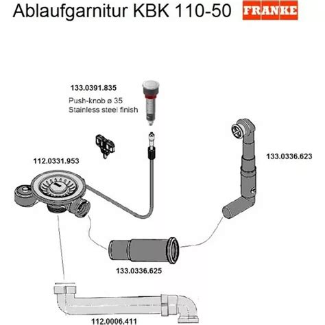 FRANKE SINK DRAIN Push Button Overflow Set Spacer Pest Valve