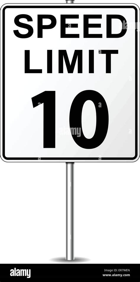 Vector Illustration Of Ten Speed Limit Signpost Stock Vector Image