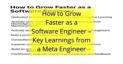 how to grow faster as a software engineer key learnings from a meta