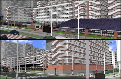 현대식 학교기숙사아파트 외관