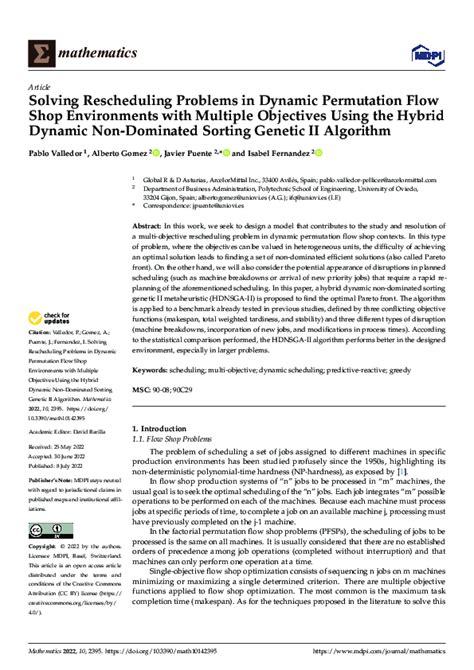 Pdf Solving Rescheduling Problems In Dynamic Permutation Flow Shop
