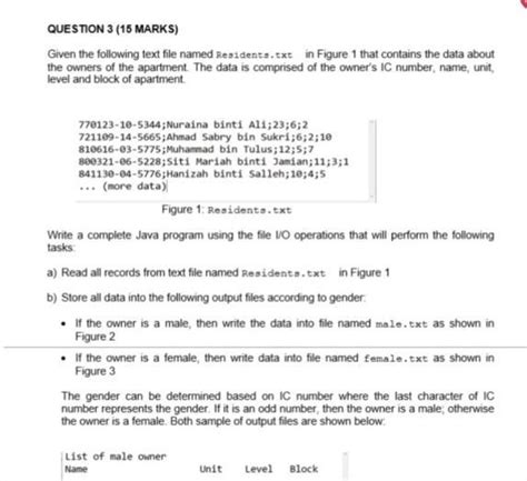 Solved Question 3 15 Marks Given The Following Text File