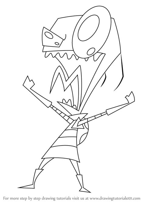Learn How To Draw Zim From Invader Zim Invader Zim Step By Step Drawing Tutorials