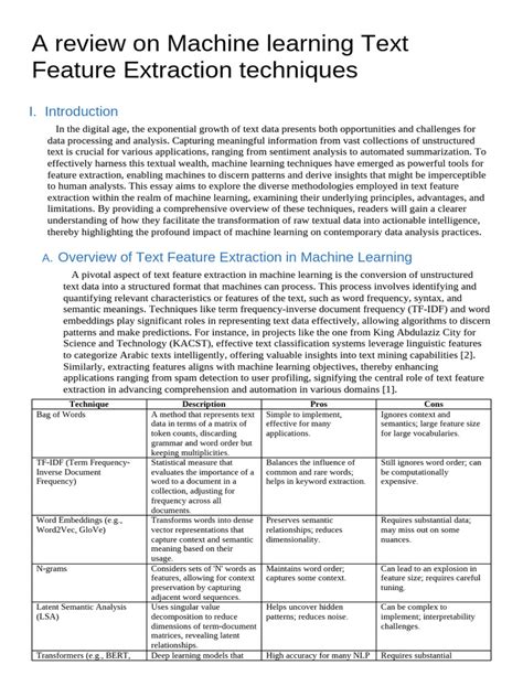 A Review On Machine Learning Text Feature Extraction Techniques Pdf Machine Learning Deep