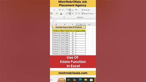 Edate Formula In Excel How To Calculate Expiry Date Of Products In