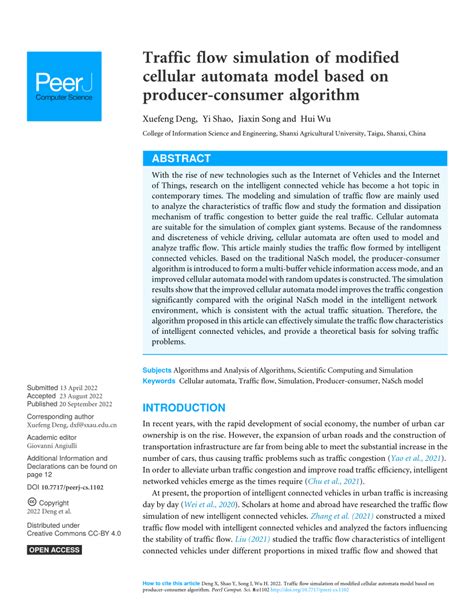 pdf traffic flow simulation of modified cellular automata model based