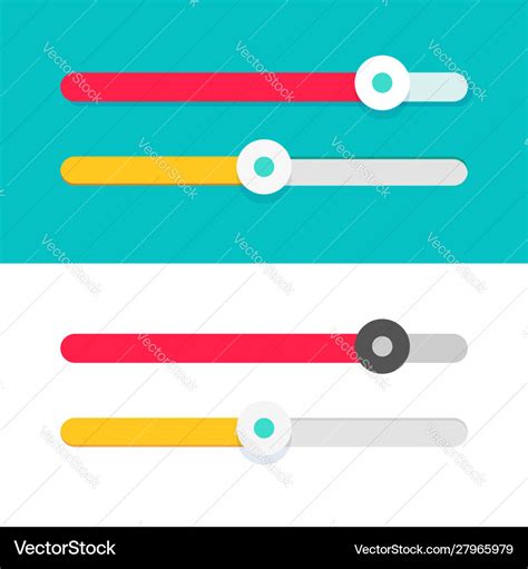 Slider Ui Element Design Set Flat Cartoon Vector Image