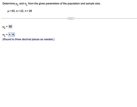 Solved Determine μxˉ and σxˉ from the given parameters of Chegg com