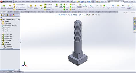 Tutorial Modeling Square Head Bolt With Square Nut In Solidworks