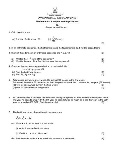 Aa Sl Sequence And Series Pdf Mathematical Concepts Mathematical Objects