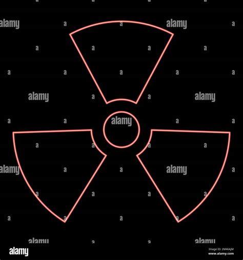 Neon Radioactivity Symbol Nuclear Sign Red Color Vector Illustration Image Flat Style Light