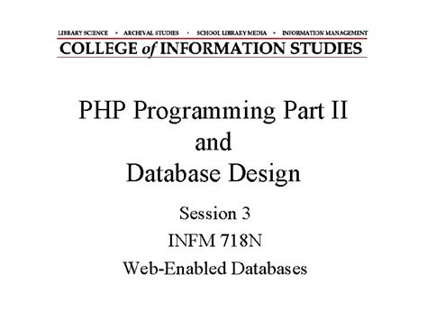Php Programming Part Ii And Database Design Session
