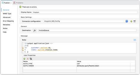 anypoint mq publish operation mulesoft documentation