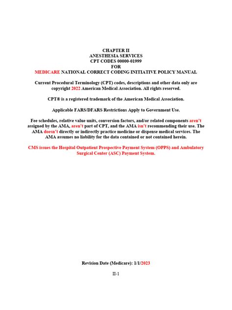 Chapter 2 Anesthesia Services Current Procedural Terminology Cpt Codes