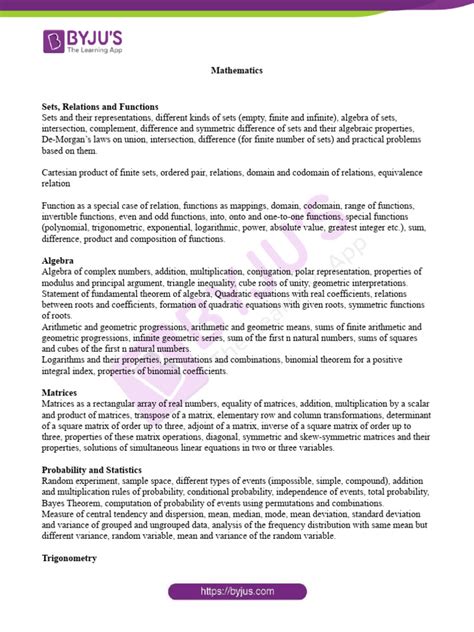 Jee Advanced Syllabus 2023 Mathematics Pdf Teaching Methods And Materials