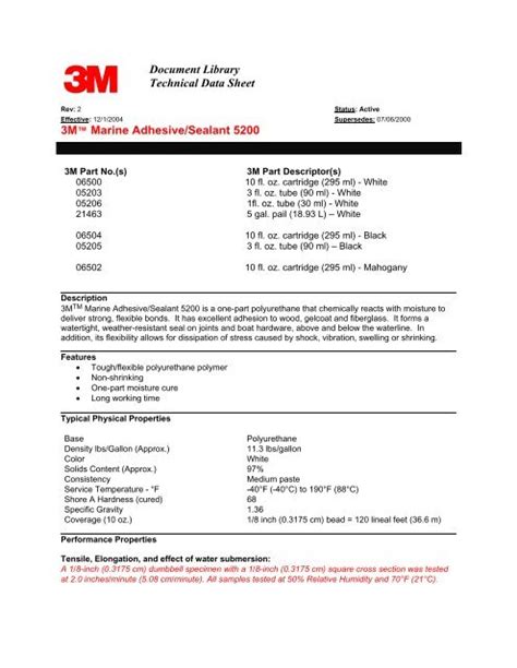Document Library Technical Data Sheet M Marine Adhesive