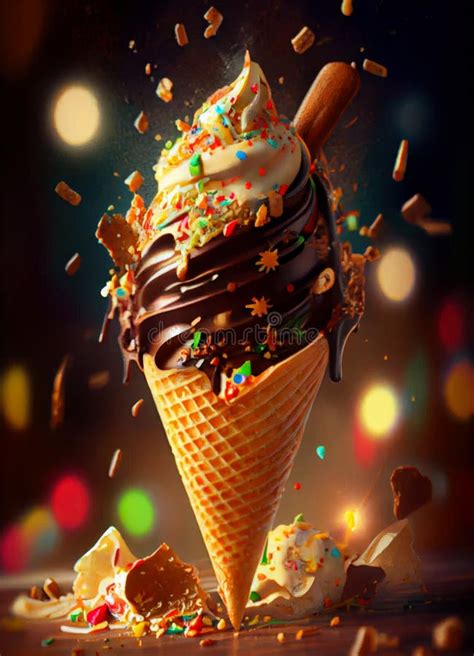 The Best Ice Cream In Town Creamy Chocolate With Sprinkles Stock