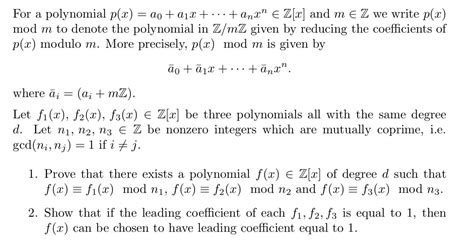 Solved For A Polynomial P X A A X AnxnZ X And MZ We Chegg Com