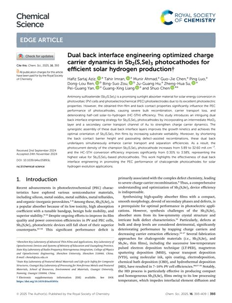 Pdf Dual Back Interface Engineering Optimized Charge Carrier Dynamics In Sb2sse3