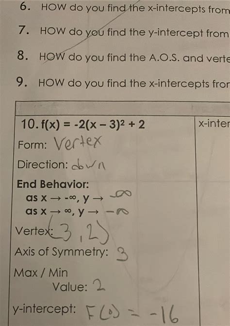 Solved 6 How Do You Find The X Intercepts From 7 How Do You Find The