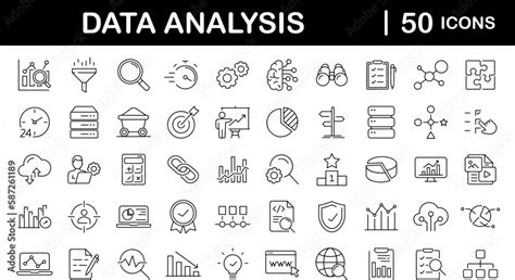 Data Analysis Set Of Web Icons In Line Style Data Analytics Icons For