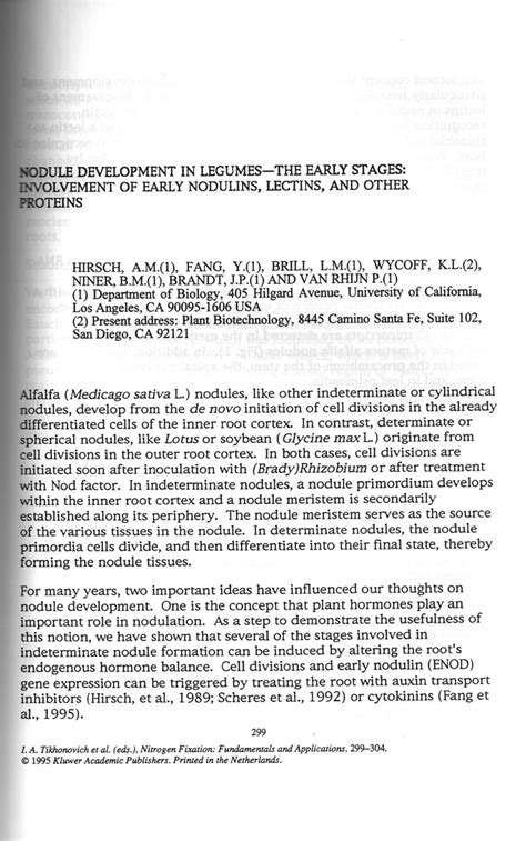 Pdf Nodule Development In Legumes—the Early Stages Involvement Of Early Nodulins Lectins