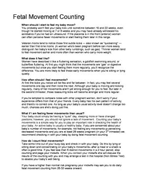 Fillable Online Fetal Movement Counting Fax Email Print PdfFiller