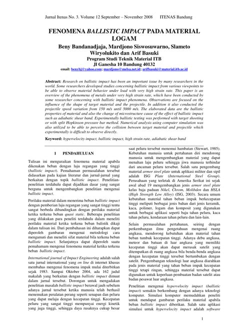 Pdf Fenomena Ballistic Impact Pada Material Logam