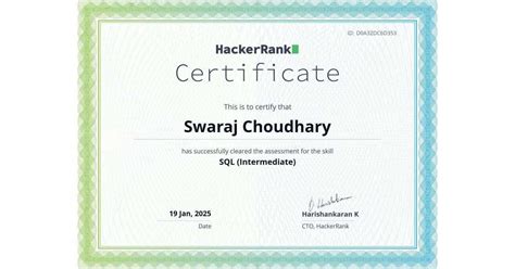 swaraj choudhary on linkedin hackerrank skill certificate