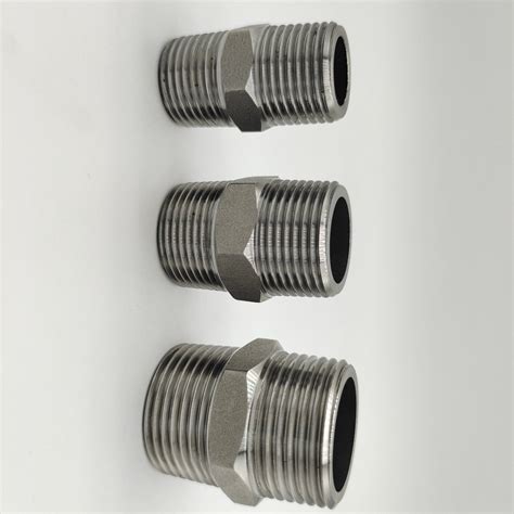 Zg NPT 1 Inch Stainless Steel Fitting Thread Hex Nipple OEM NPT BSPT Male Thread Connectors Hex
