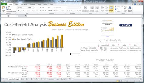 Cost Benefit Analysis Spreadsheet — Db
