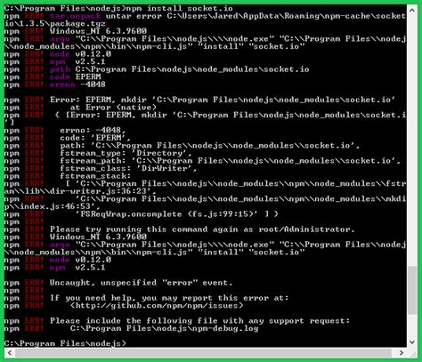 Errors Installing Socket Io For Node Js Stack Overflow