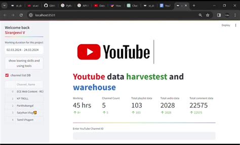 🚀 Youtube Data Harvesting And Warehousing Using Sql And Streamlit 📊 Siranjeevi Vemburajan