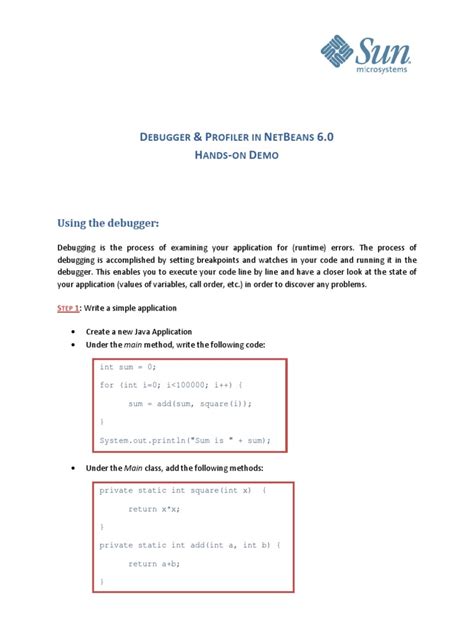 Debugger And Profiler In Netbeans Pdf Java Virtual Machine Net Beans
