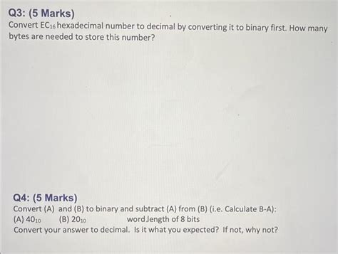 Solved Q3 5 Marks Convert Ec16 Hexadecimal Number To