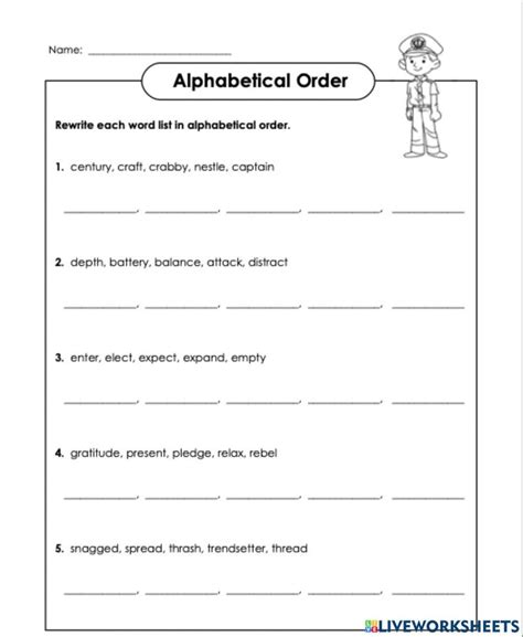 Alphabetical Order E 1 6th Grade Worksheet 6th Grade Worksheets
